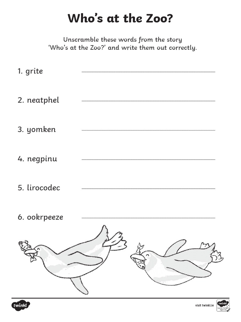 Zoo Animals Word Scramble Game | PDF