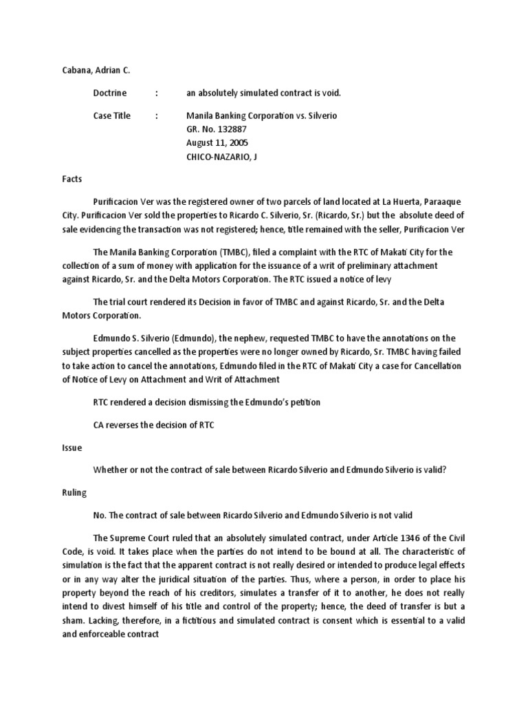 Manila Banking Corporation vs. Silverio | PDF | Deed | Judiciaries