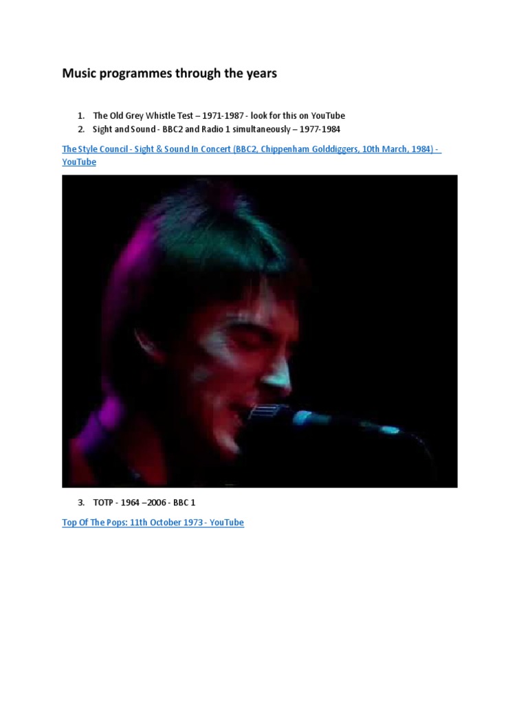 Music Programmes Through The Years | PDF