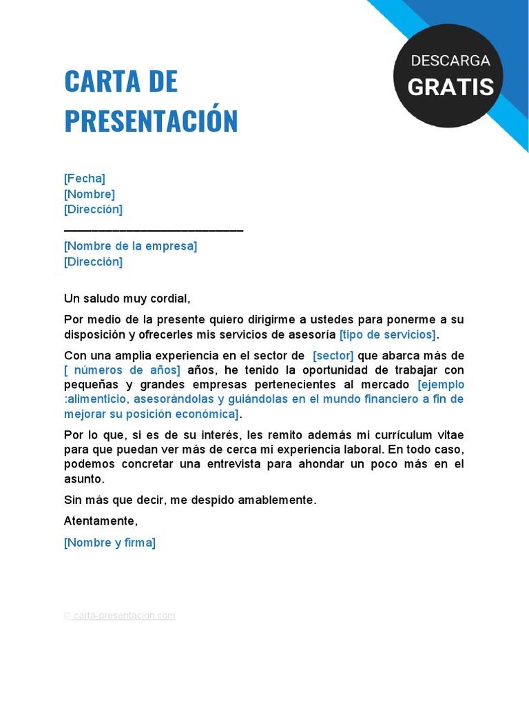 Modelos De Cartas De Presentacion