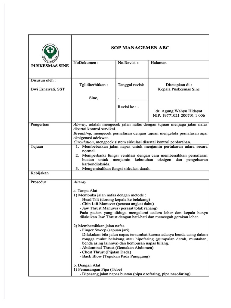 Kel.3 Sop Managemen Abc | PDF | Kesehatan Holistik