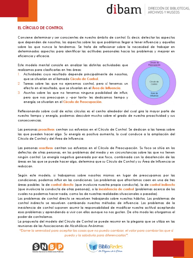 Círculo de Control: Proactividad y Eficiencia | PDF | Cognición ...