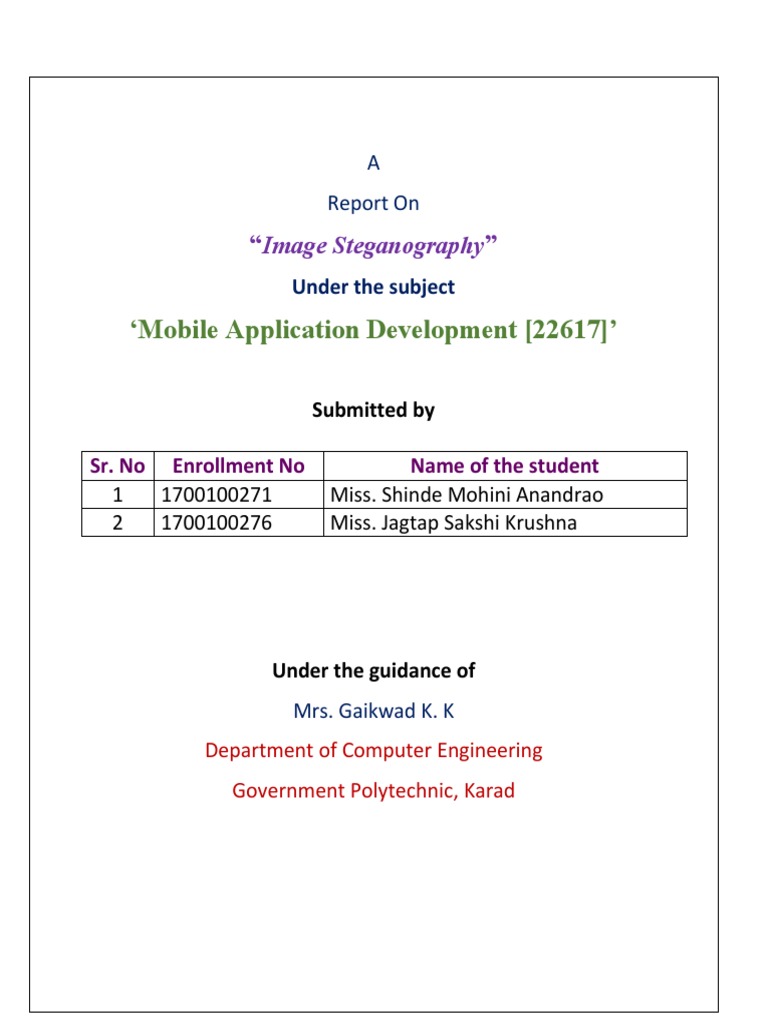 MAD MP (Image Steganography) | PDF | Android (Operating System) | Computing