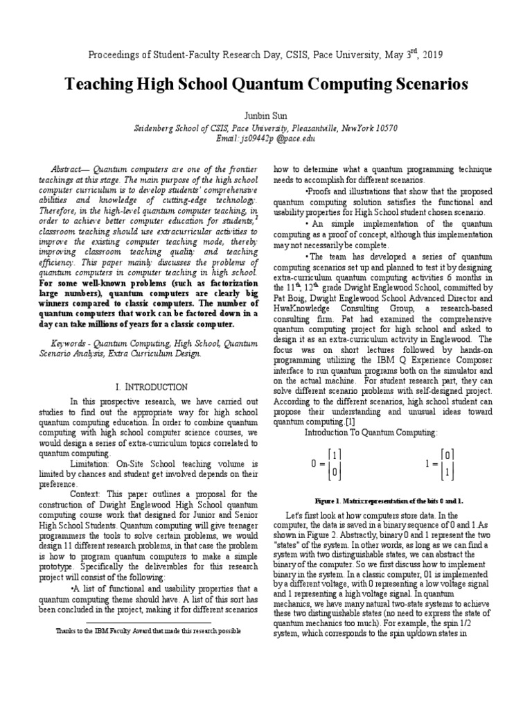 Teaching High School Quantum Computing Scenarios | PDF | Quantum ...
