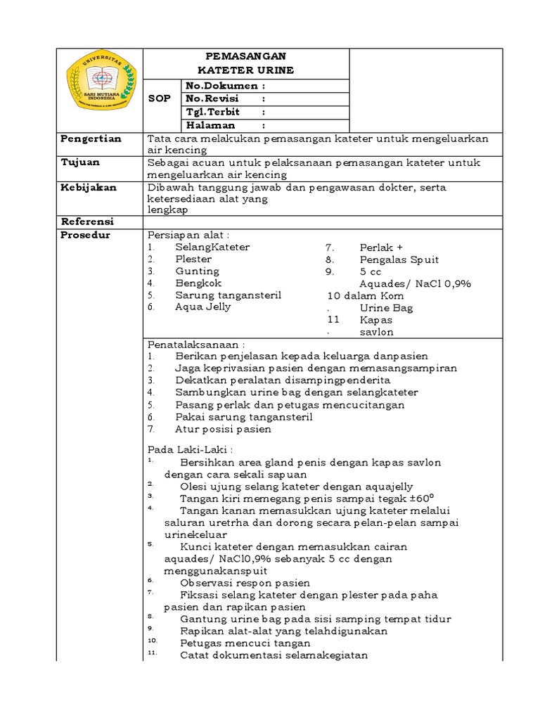 Sop Pemasangan Kateter Pria | PDF
