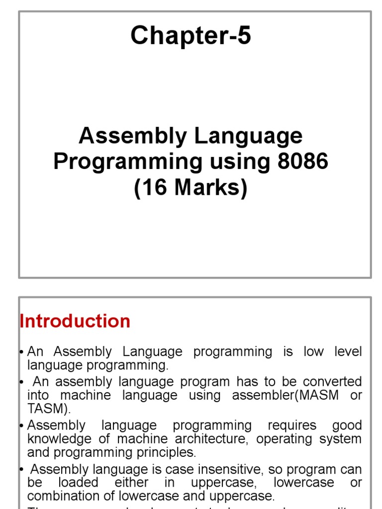 Chapter-5: Assembly Language Programming Using 8086 (16 Marks) | Download Free PDF | Assembly ...