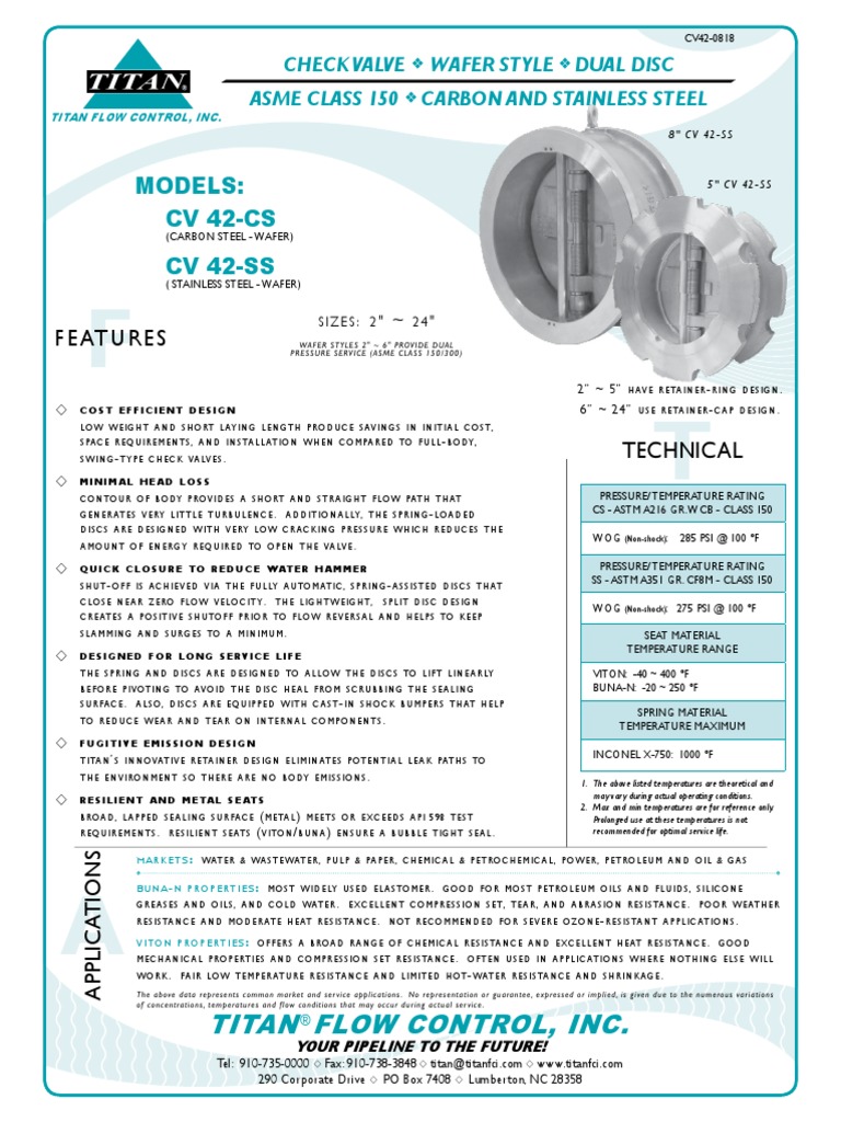 Models: CV 42-CS CV 42-SS: Titan | PDF | Mechanical Engineering | Materials