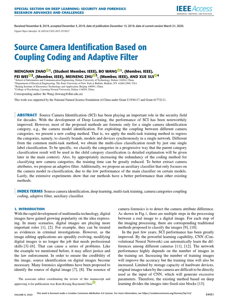 Source Camera Identification Based On Coupling Coding and Adaptive ...