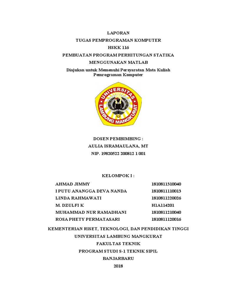 Program Statika dengan MATLAB | PDF