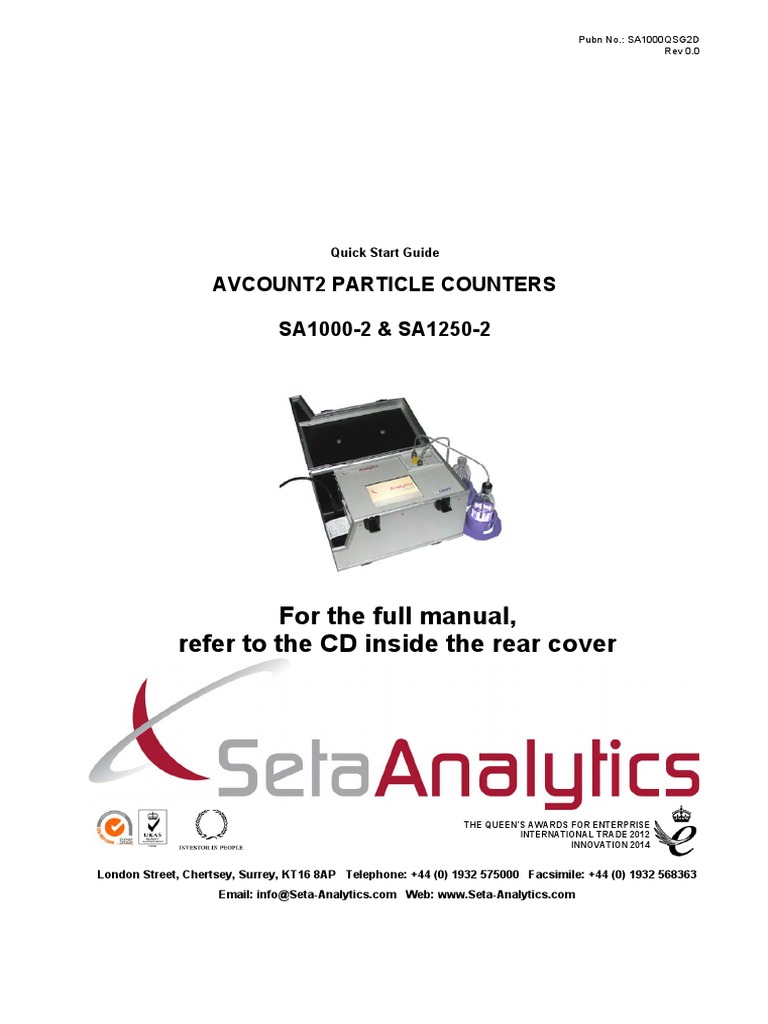For The Full Manual, Refer To The CD Inside The Rear Cover: Avcount2 ...