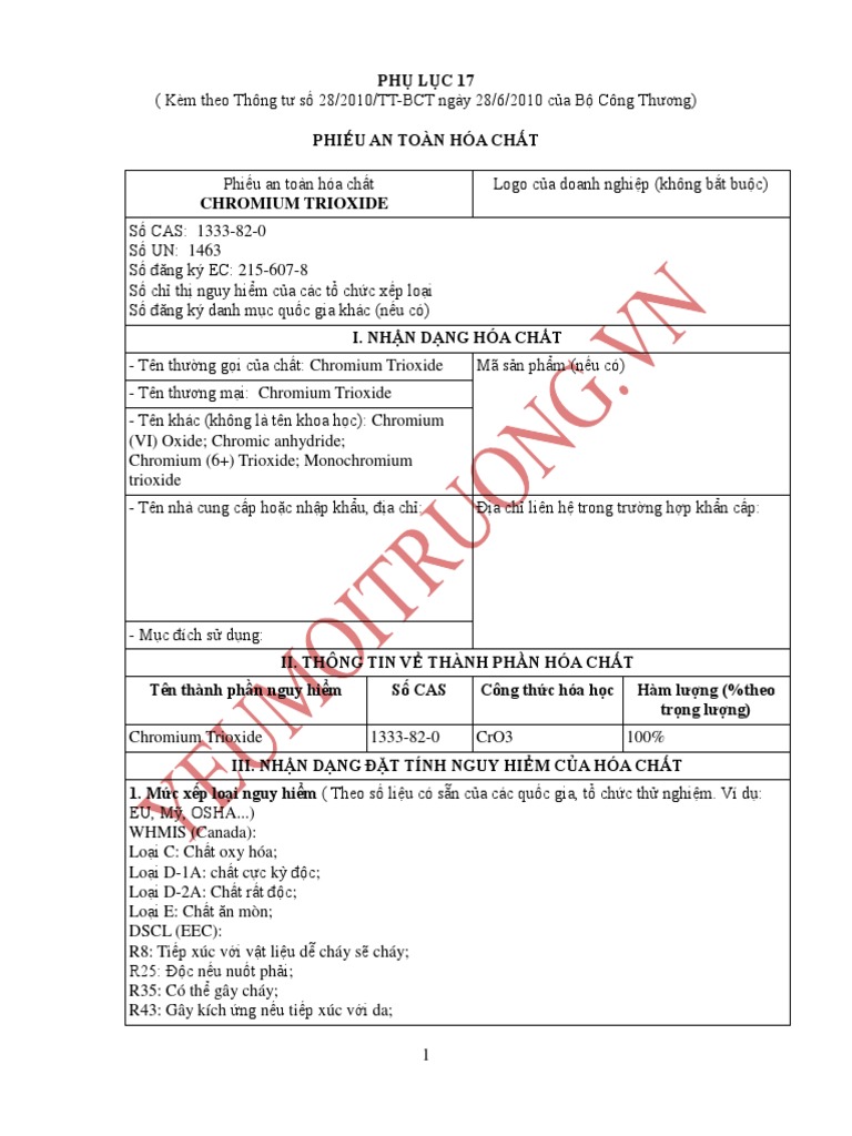 MSDS Crom VI Trioxide | PDF