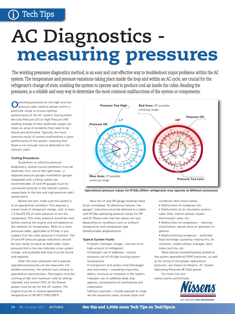 R134a AC Pressure Diagnostic Guide | PDF | Pressure | Heat Exchanger