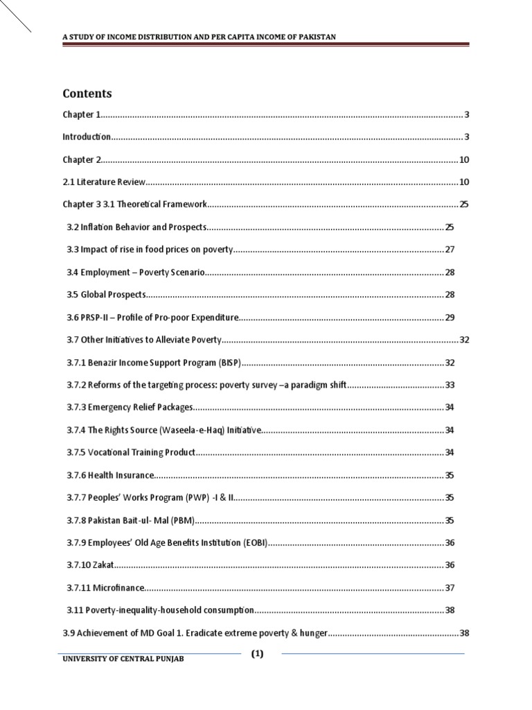 A STUDY OF INCOME DISTRIBUTION AND PER CAPITA INCOME OF PAKISTAn | PDF ...