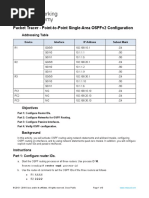 2.2.13 Packet Tracer - Point-to-Point Single-Area OSPFv2 Configuration | PDF | Router (Computing ...