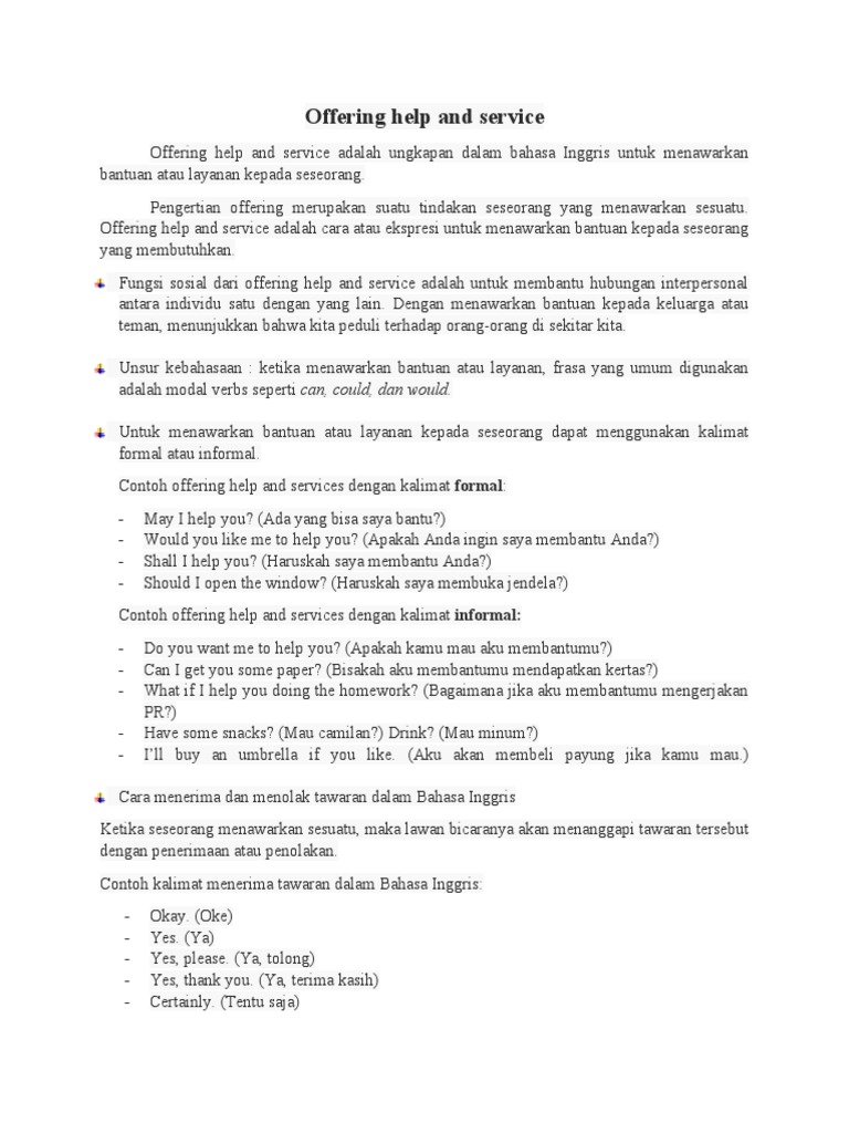 Offering Help and Service | PDF