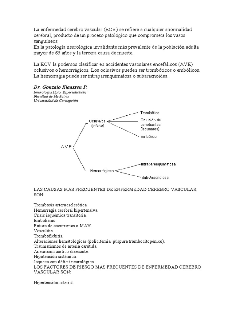 La Enfermedad Cerebro Vascular | PDF | Carrera | Isquemia