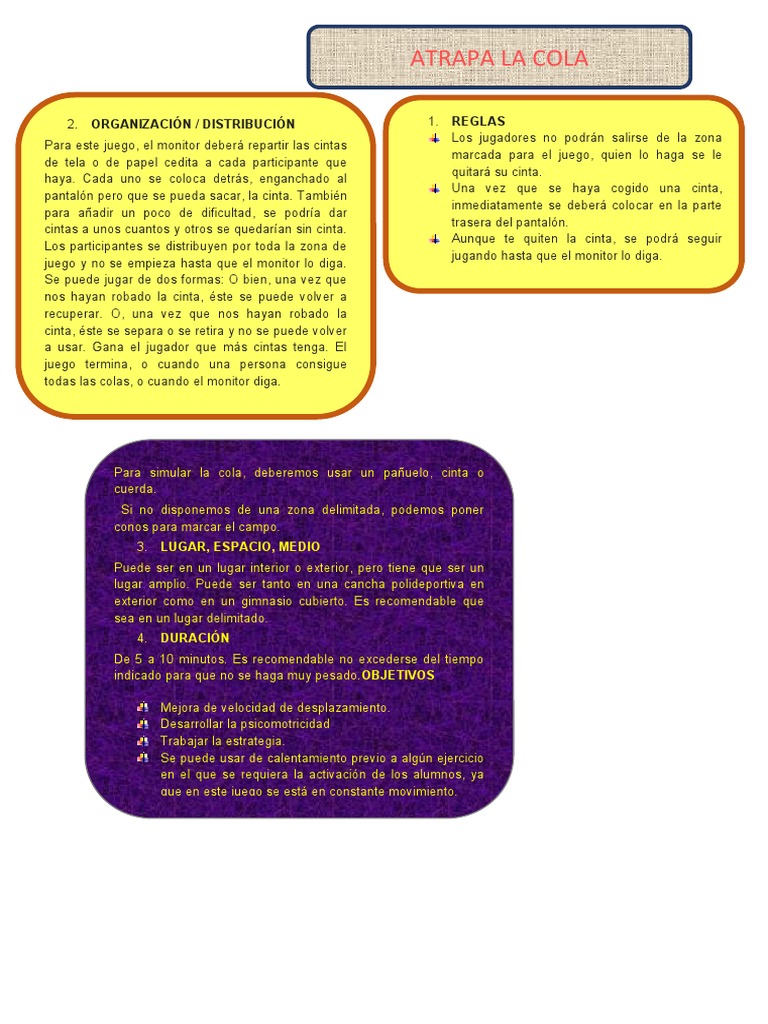 Instrucciones para el juego Atrapa la Cola | PDF