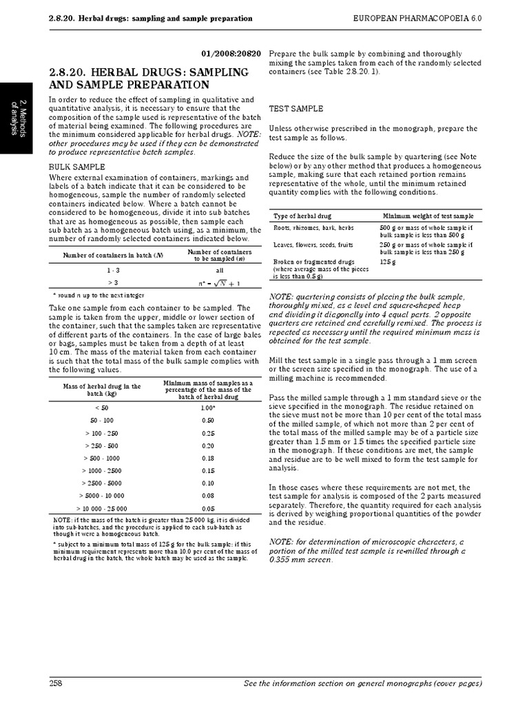 Herbal Drugs: Sampling Procedures | PDF | Sampling (Statistics) | Mass