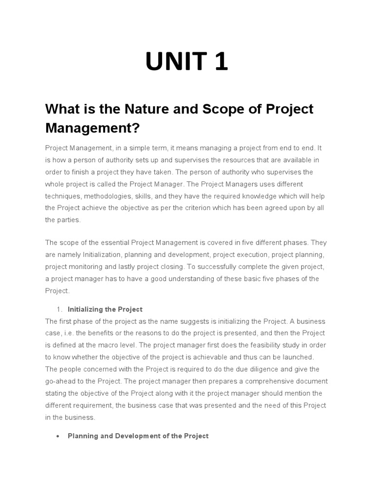 Unit 1: What Is The Nature and Scope of Project Management? | PDF ...