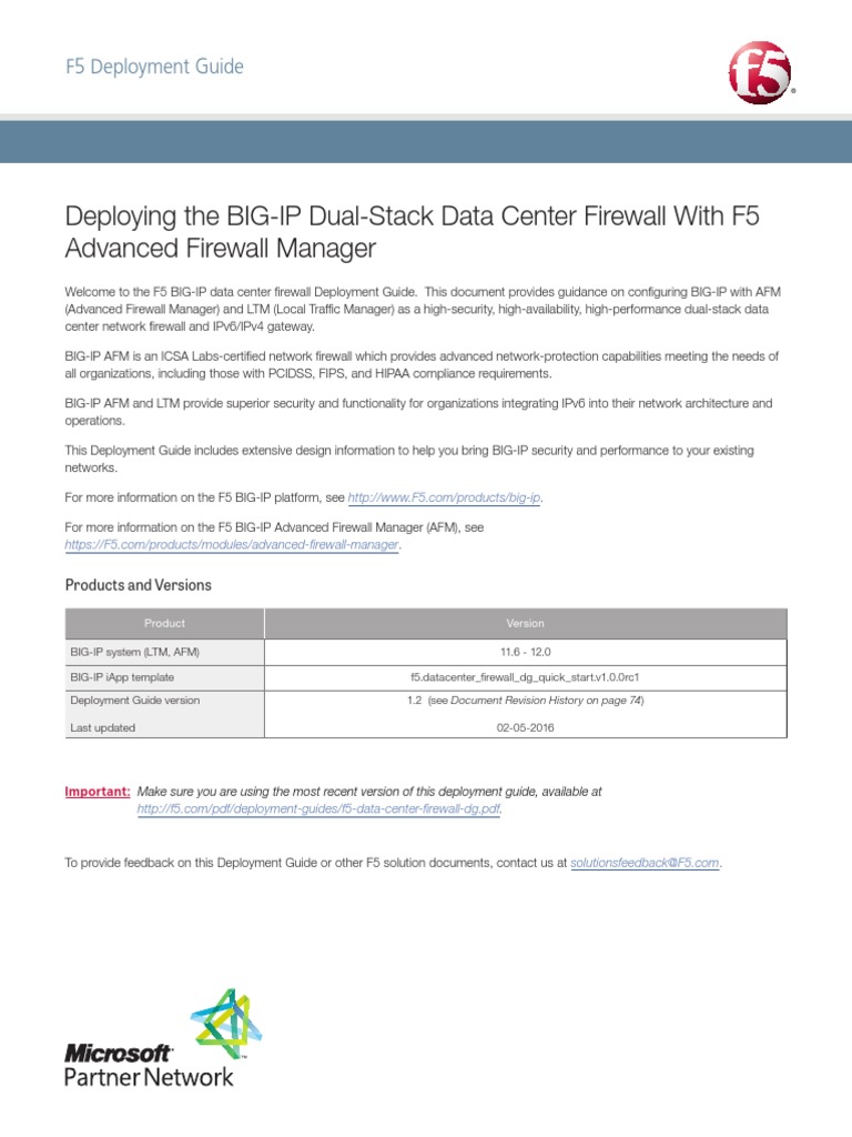 f5 Data Center Firewall DG | PDF | I Pv6 | Computer Network