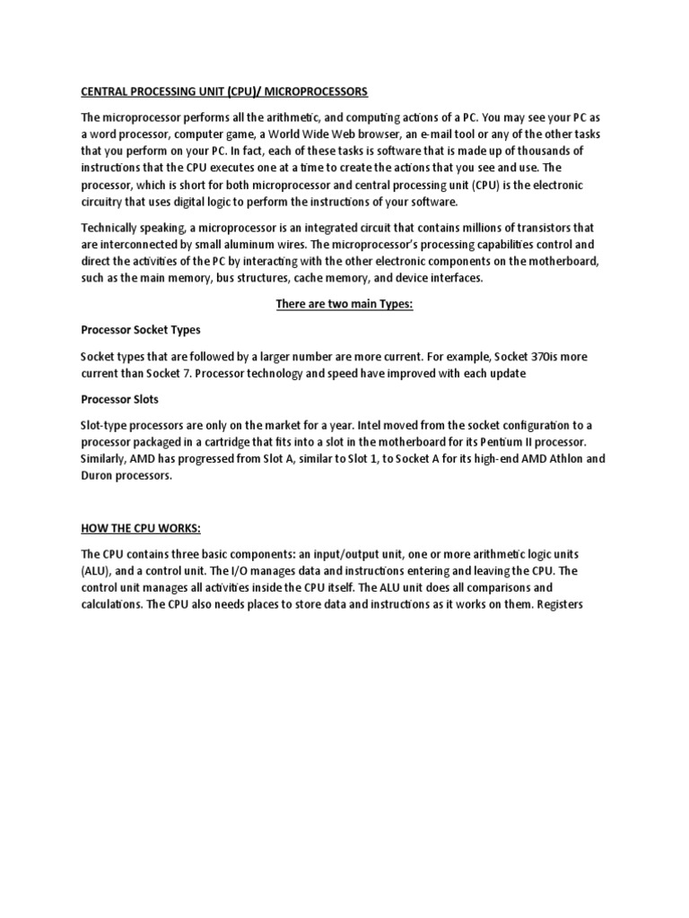 Central Processing Unit | PDF