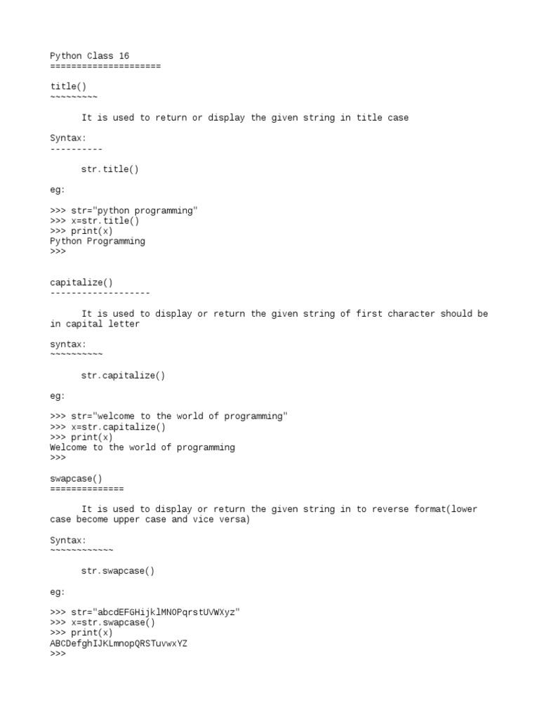 PYthon Class 16 Telugu | PDF | String (Computer Science) | Python (Programming Language)
