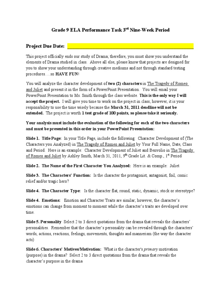 Grade 9 ELA Performance Task 3rd Nine | PDF | Emotions | Psychological ...