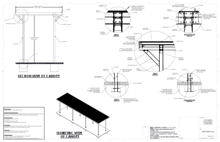 Covered Walkway Architectural | PDF | Column | Concrete