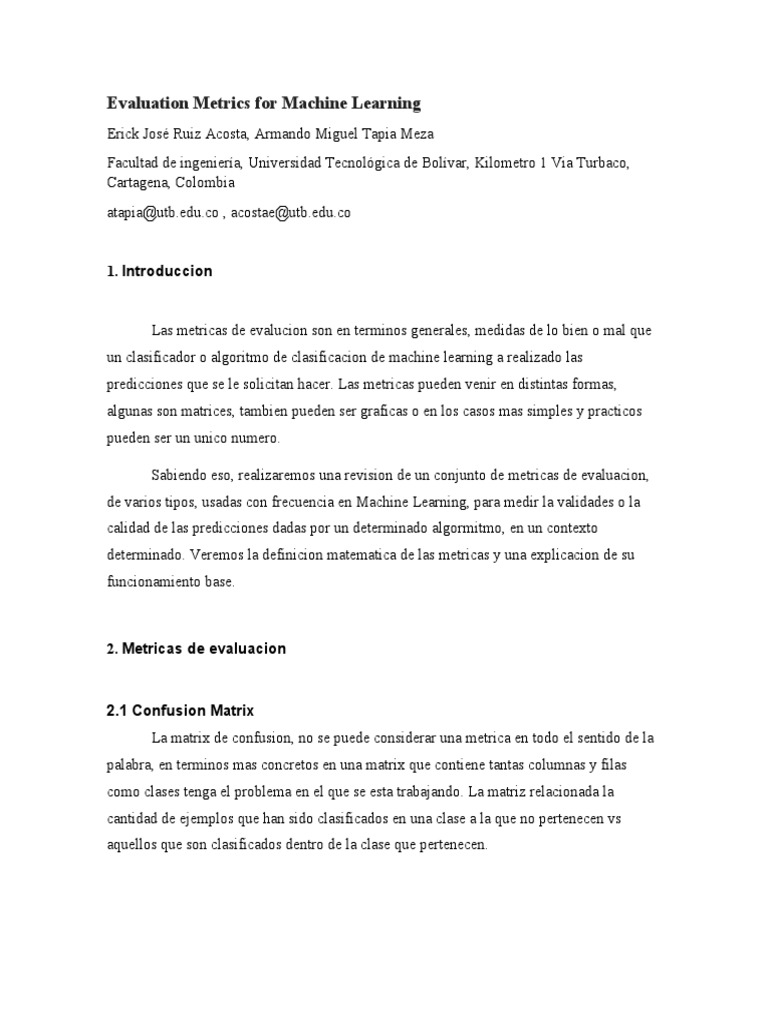 Evaluation Metrics For Machine Learning | PDF | Muestreo (Estadísticas ...
