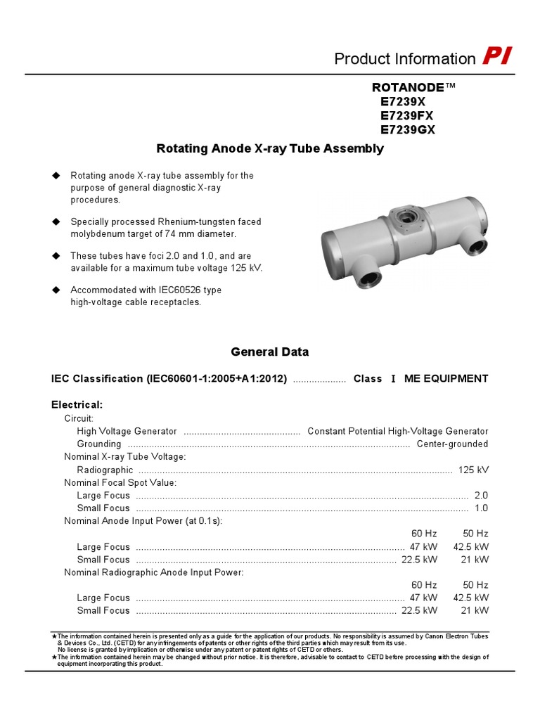 Product Information: Rotanode™ E7239X E7239FX E7239GX | PDF | Vacuum ...