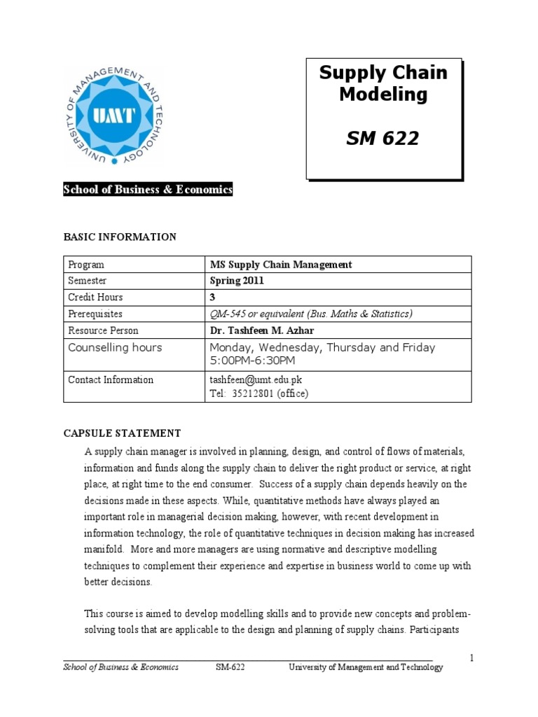 Supply Chain Modeling: School of Business & Economics | PDF | Supply ...