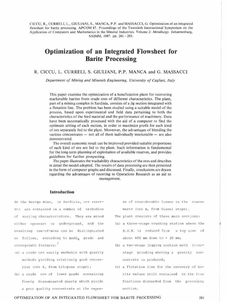 05 - Optimization Barite Processing | PDF | Mining | Density
