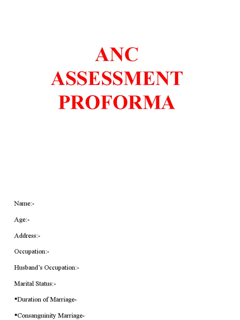 Anc Assessment | Download Free PDF | Menstruation | Childbirth