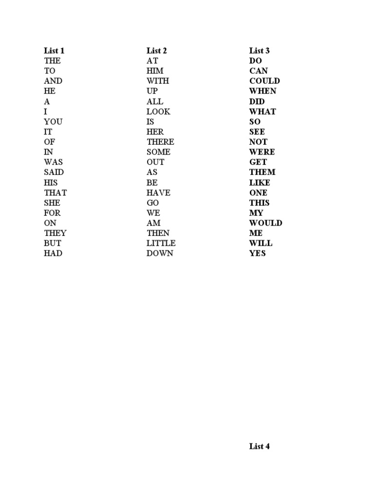 Dolch Word List 1-11 | PDF