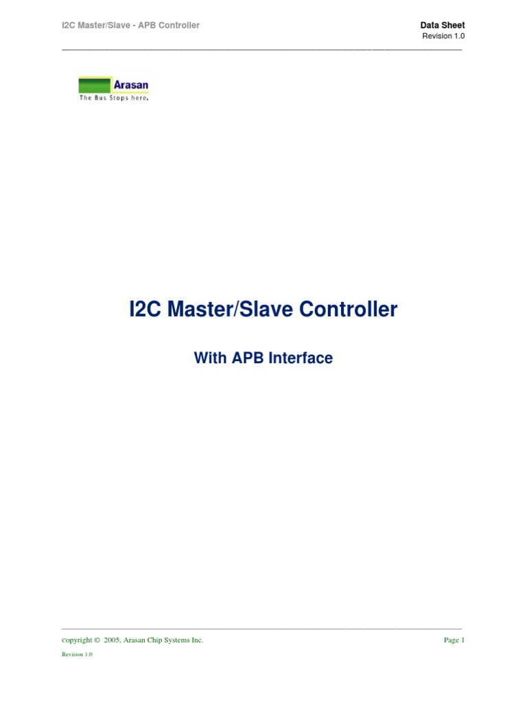 I2C Master/Slave Controller: With APB Interface | PDF | Digital Technology | Manufactured Goods