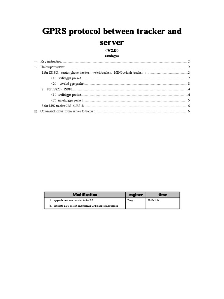 GPRS Protocol Between Tracker and Server | PDF | General Packet Radio ...