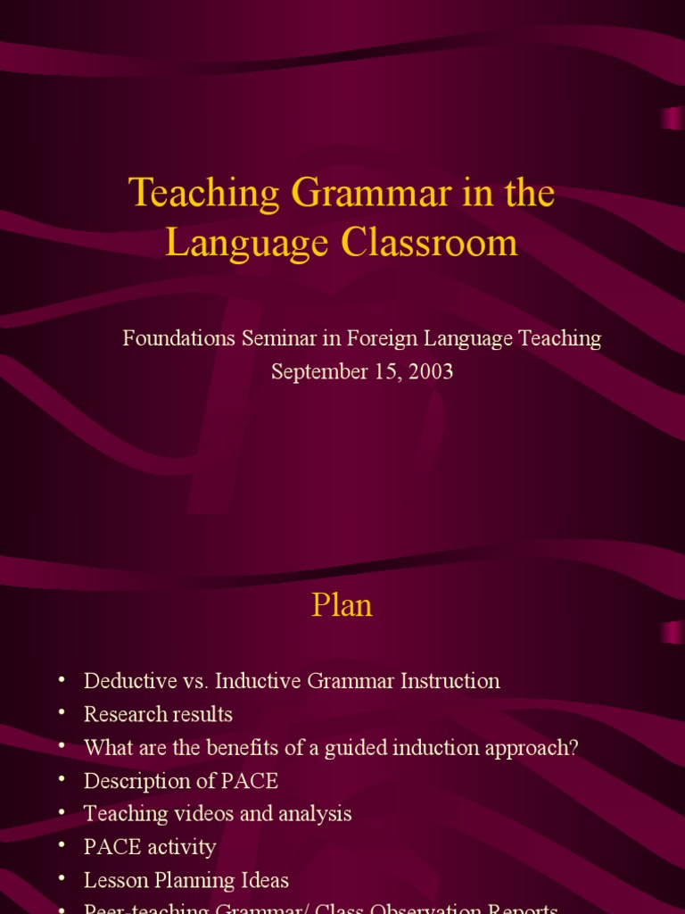 Teaching Grammar in The Classroom | PDF | Pedagogy | Grammar
