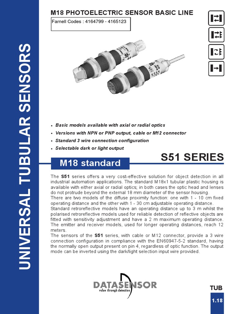 S51 Series: M18 Standard | PDF | Bipolar Junction Transistor | Optics