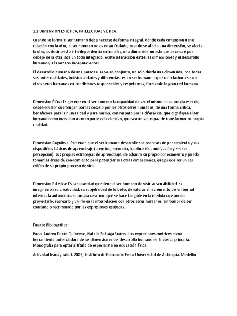 1.1 Dimensión Estética, Intelectual y Ética | PDF