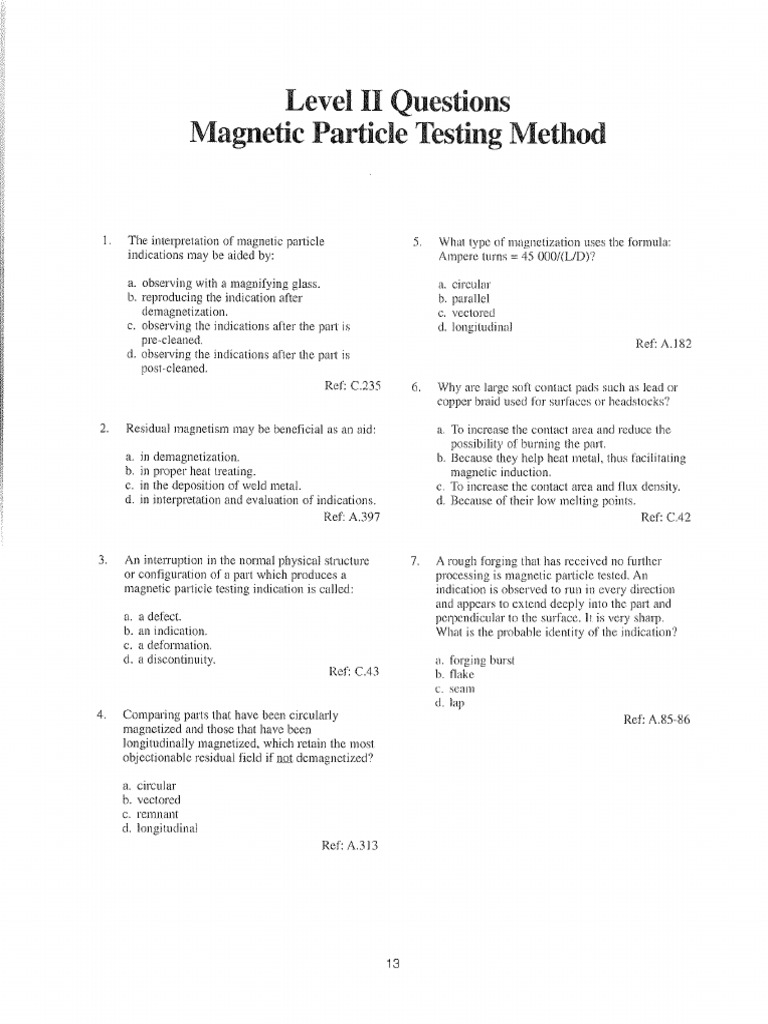 Magnetic Particle Testing Q&A Level II | PDF