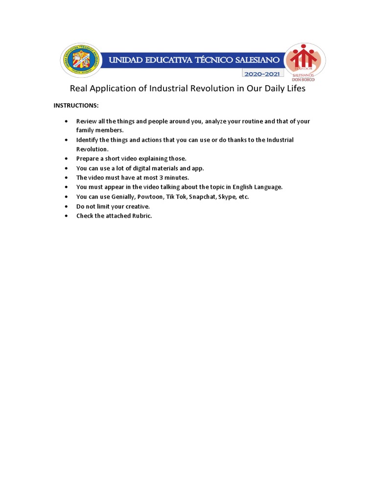 Industrial Revolution Rubric | PDF | Cognitive Science | Human ...