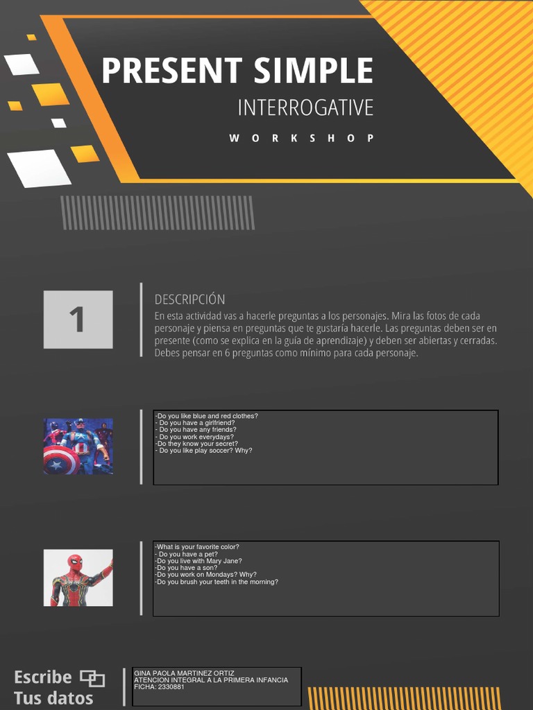 Taller Presente Simple Interrogativo | PDF