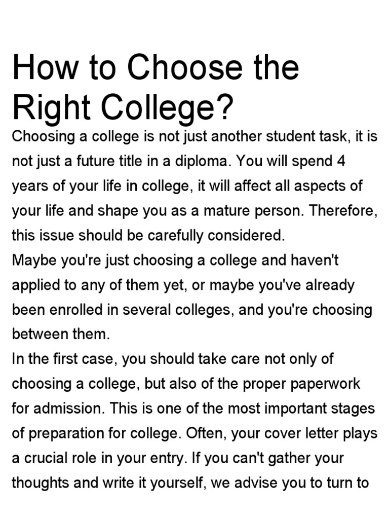Choosing the Right College: A Guide | PDF | University | Academia