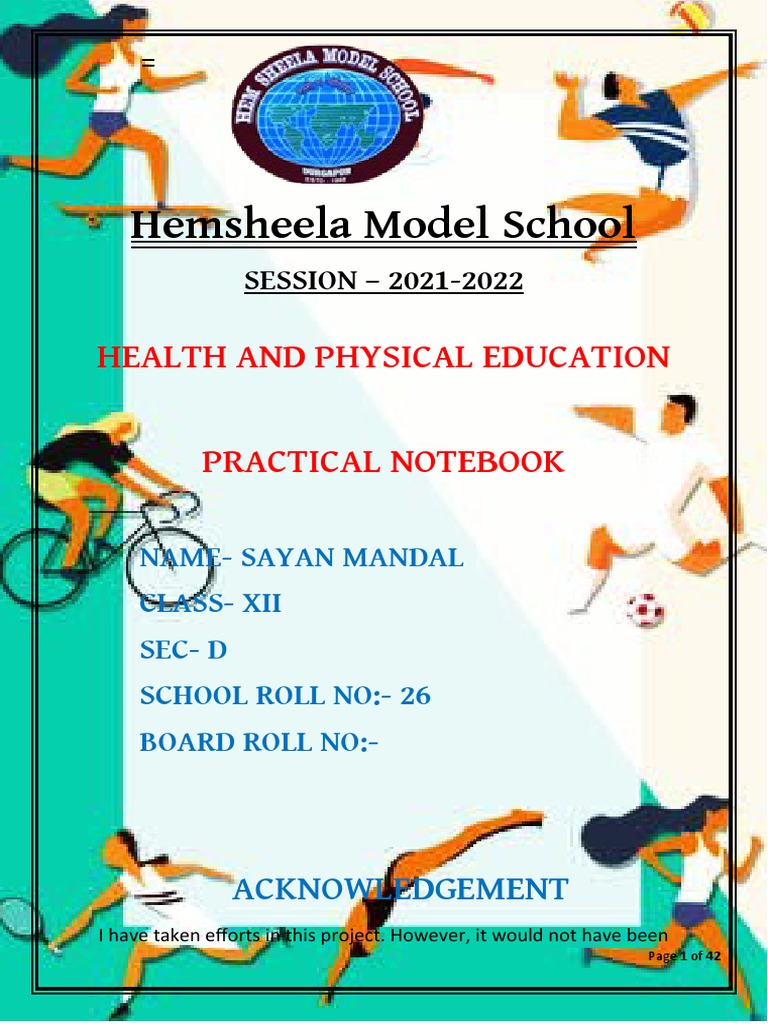 Hemsheela Model School Health and Physical Education Practical Notebook ...