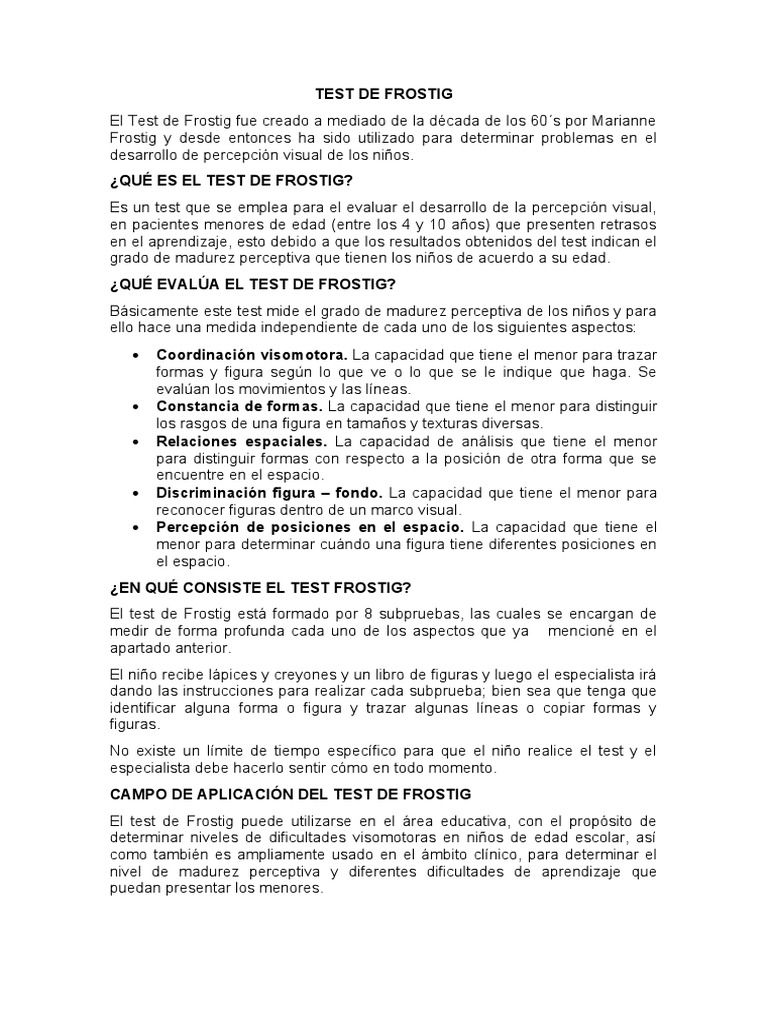 Test de Frostig | PDF | Aprendizaje | Percepción