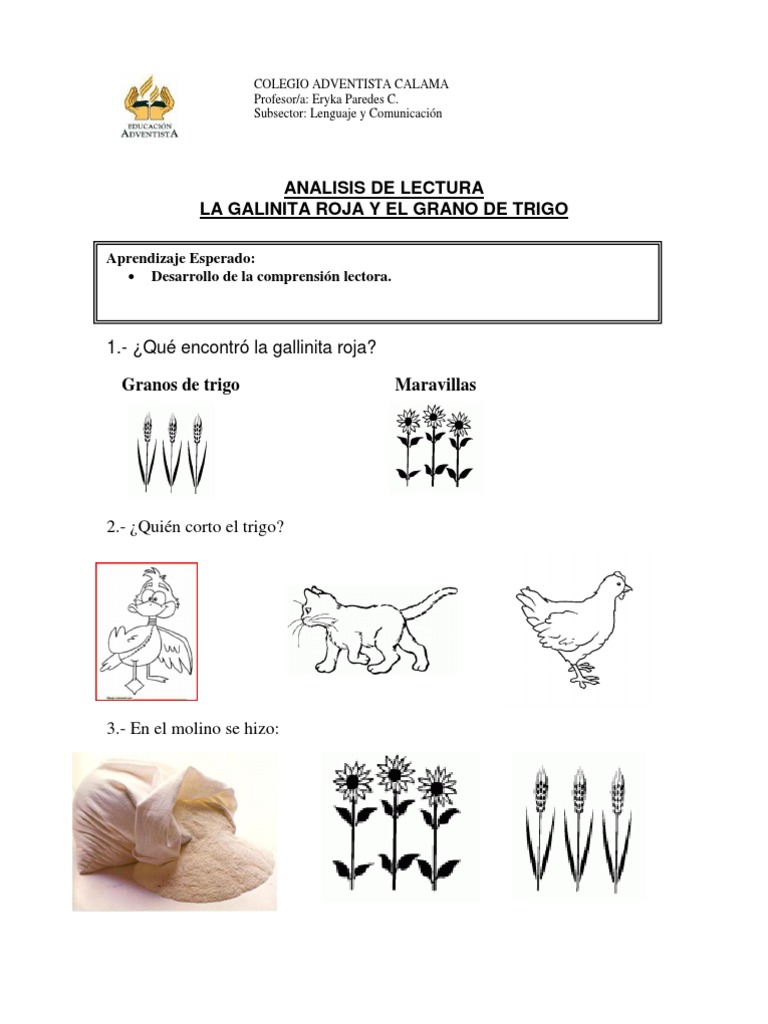 La Secuencia De La Gallinita Roja La Gallina Sembradora | PPT