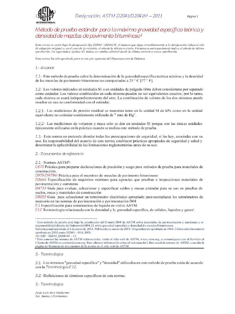 Astm D2041 2011 | PDF