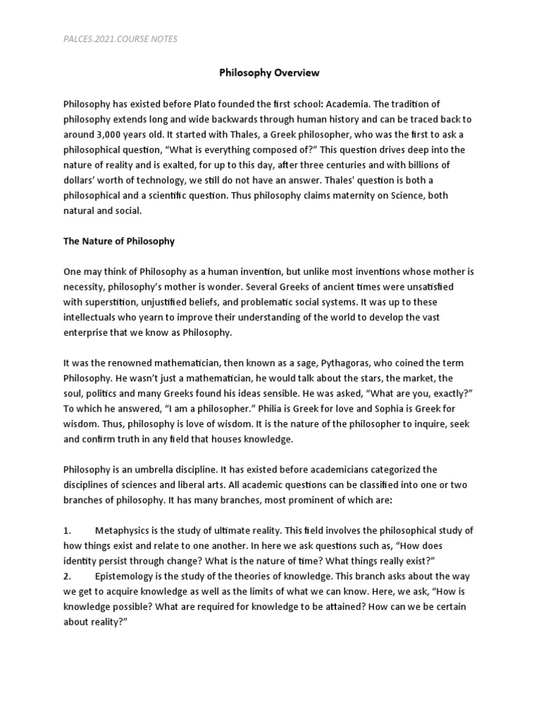 Philosophy Overview: The Nature of Philosophy | PDF | Reason | Positivism
