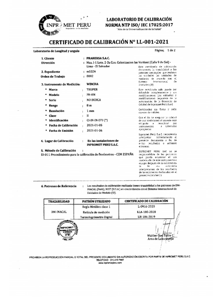 Certificado de Calibración de Equipos | PDF