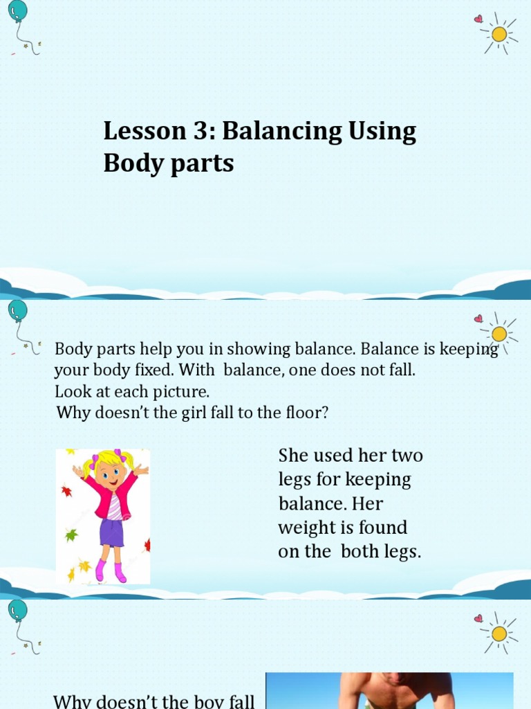 Lesson 3 Balancing Using Body Parts | PDF | Weight